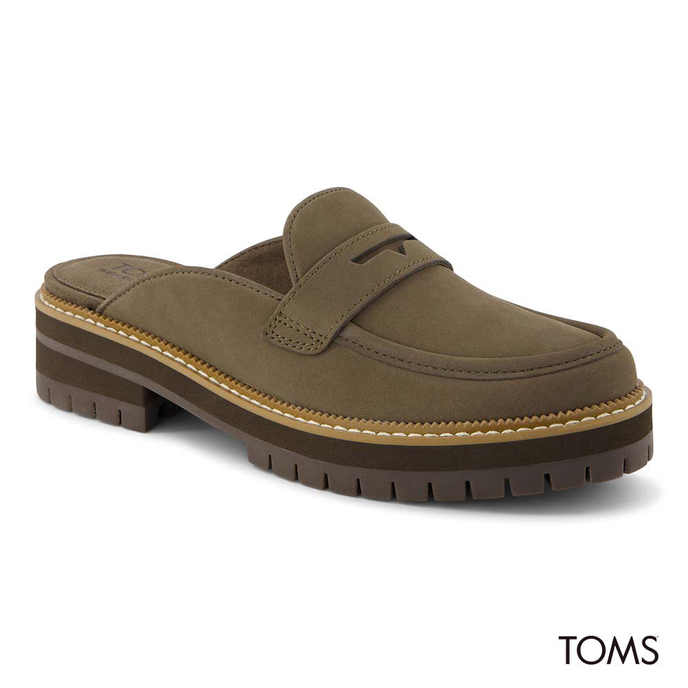 TOMS Women Cara Leather Loafer - Canteen Green Mule – Toms Indonesia
