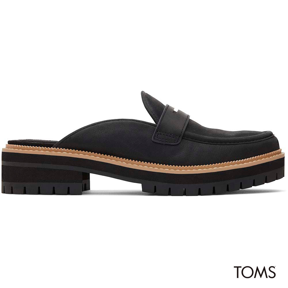 TOMS Women Cara Leather Loafer - Black Mule – Toms Indonesia